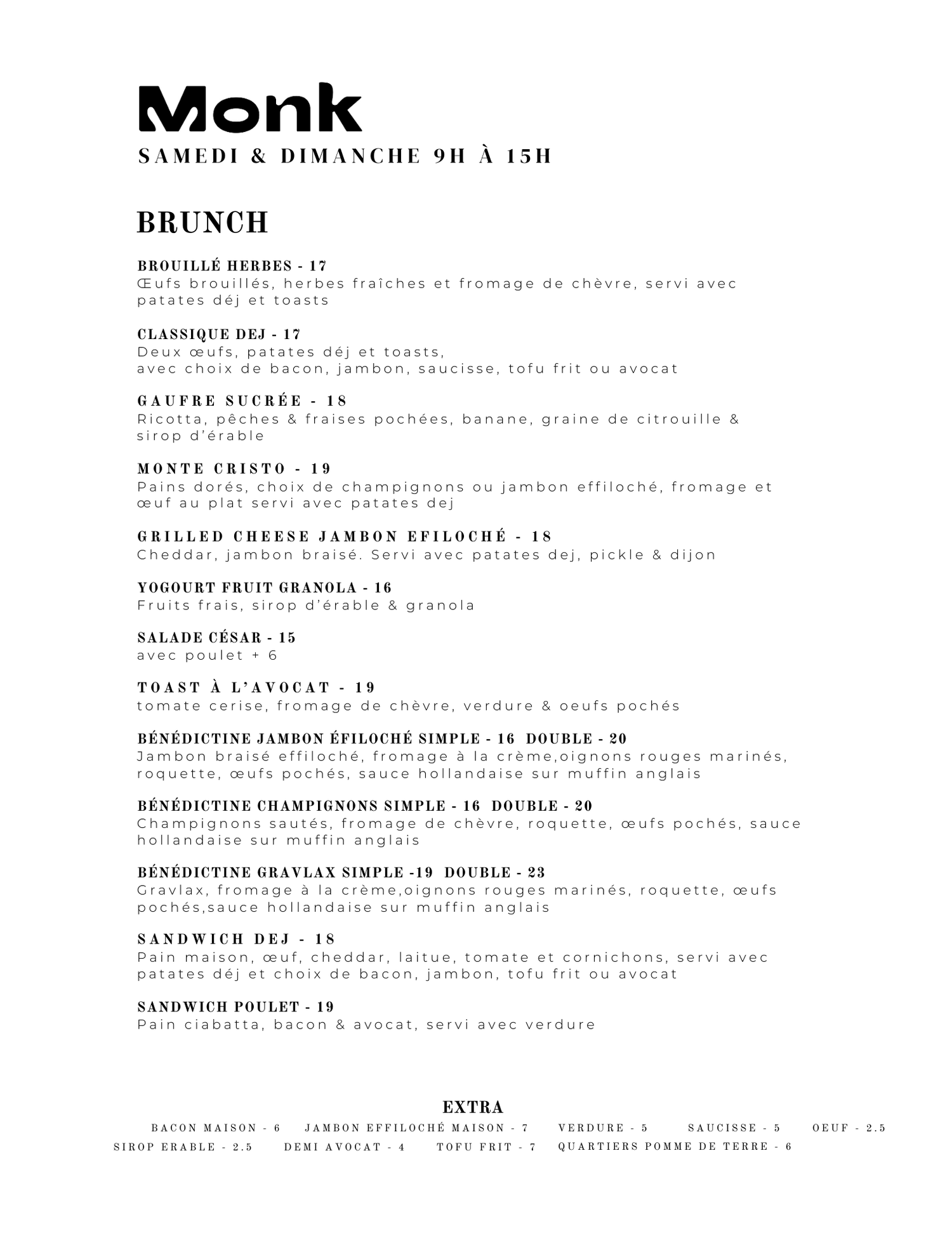 Menu – Monk Café
